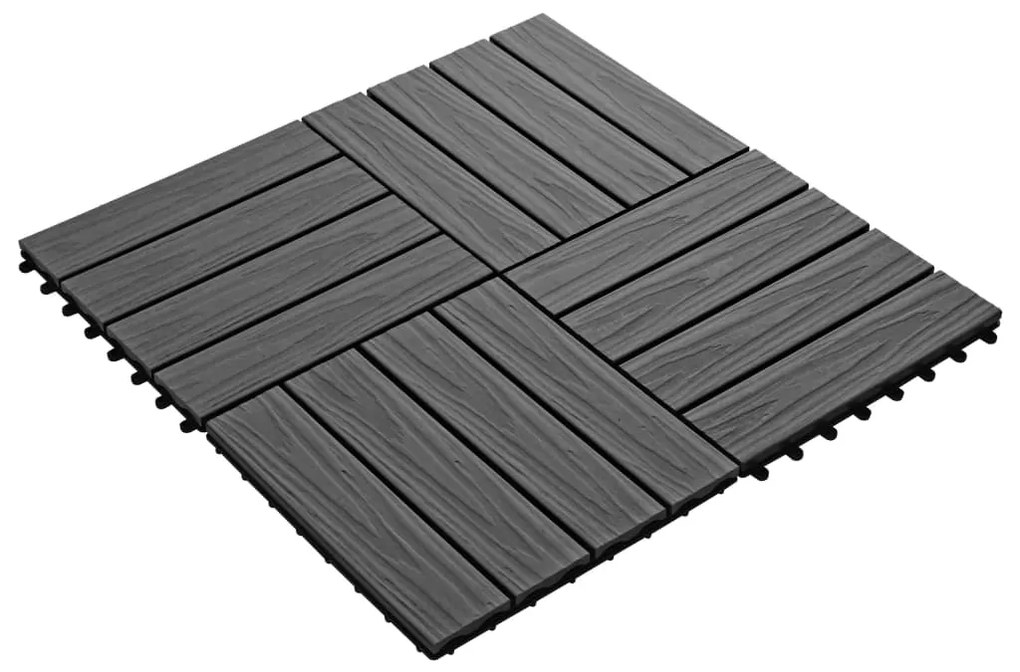 Terasové dlaždice - 11 ks - WPC embosované - černé | 30x30cm 1m²