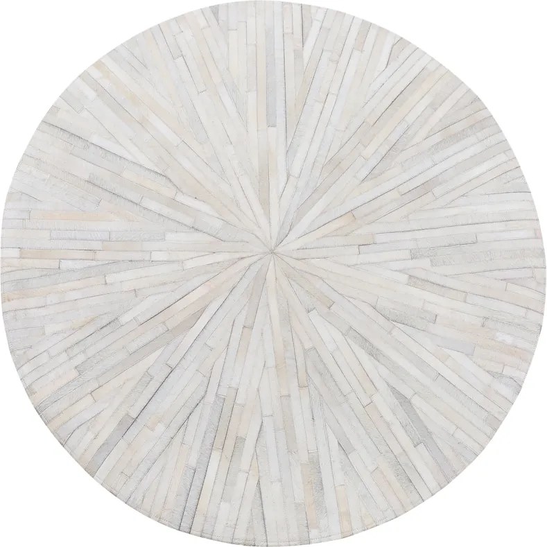 Bílý kulatý kožený koberec 140 cm SIMAV