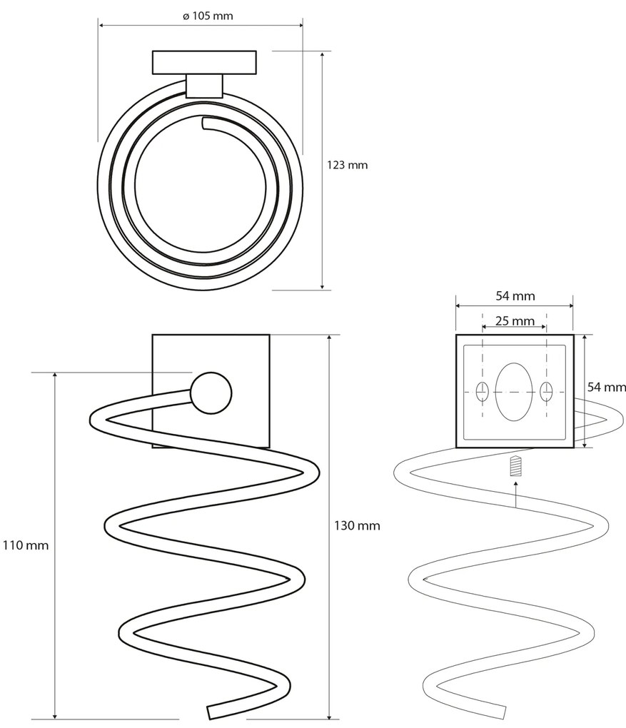 Sapho, X-SQUARE držák fénu, spirálový, chrom, XQ005