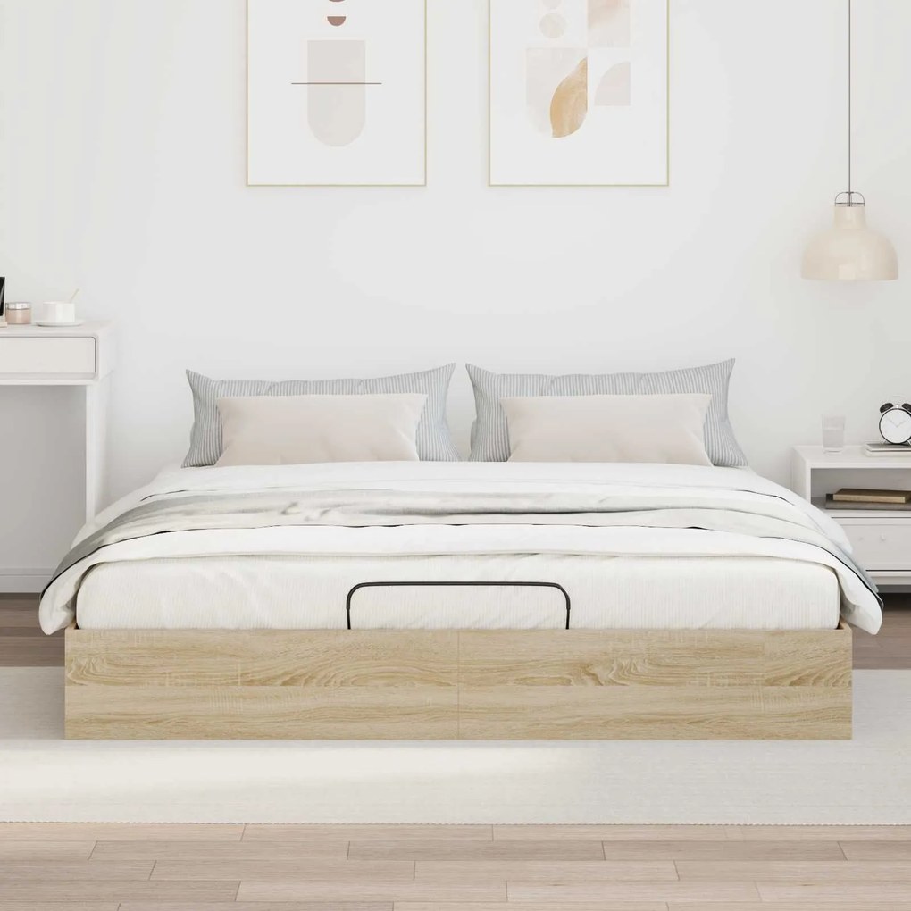 Ottoman postel Sonoma dub 203 x 180 x 25 cm Dřevěný materiál 3409207
