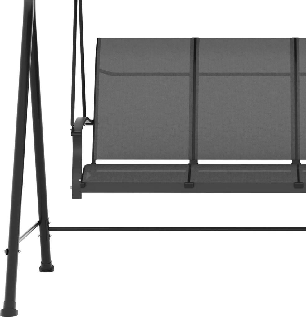 Outsunny Hollywoodská houpačka Třímístná zahradní houpačka s nastavitelnou střechou s nosností až 240 kg kov Texteline tmavě šedá 195 x 118 x 170 cm |