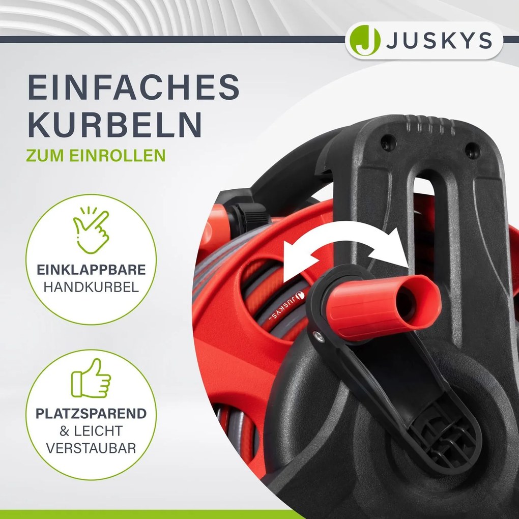 Juskys Přenosný hadicový naviják Basic s hadicí 30 m Barva: modrá / šedá