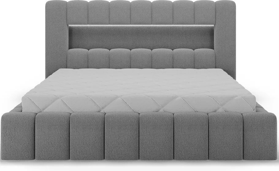 Šedá čalouněná dvoulůžková postel s úložným prostorem s roštem 180x200 cm Lamica – ELTAP
