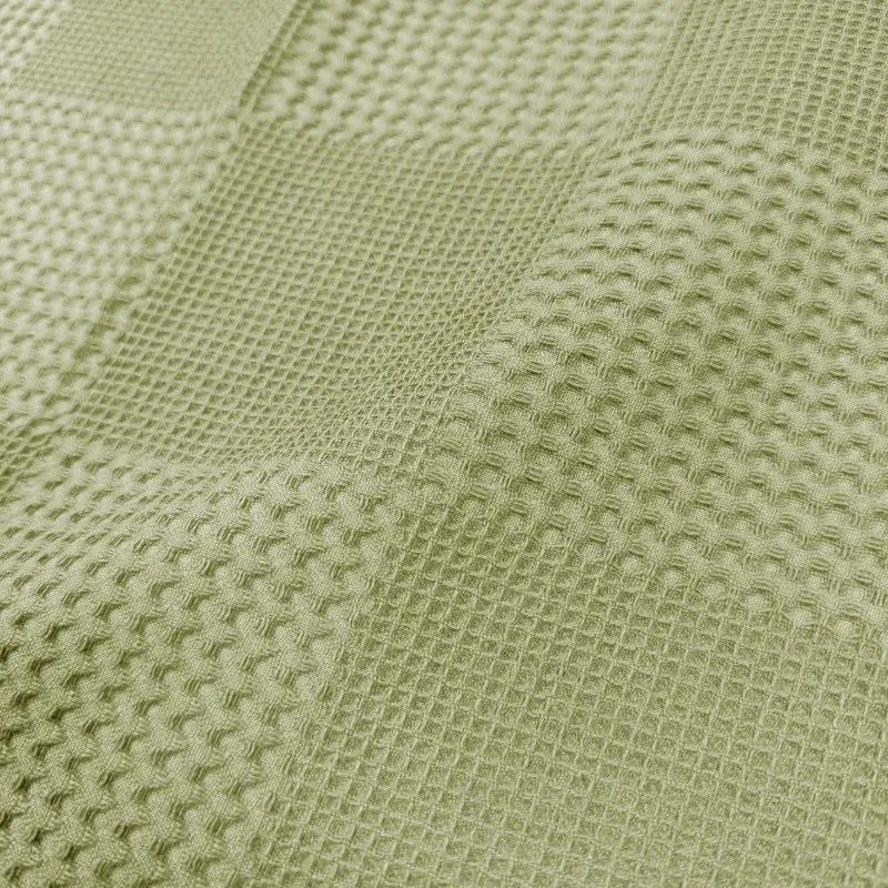 Ervi 100% Bavlněný multifunkční deka-přehoz na postel Waffle - světle olivové