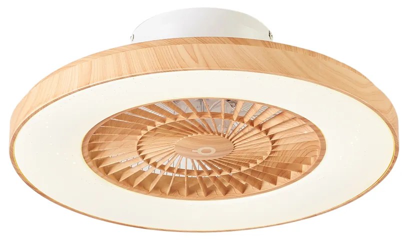 Stropní ventilátor s efektem dřeva a hvězdným efektem 60 cm vč. stmívatelné LED s dálkovým ovládáním - Climo