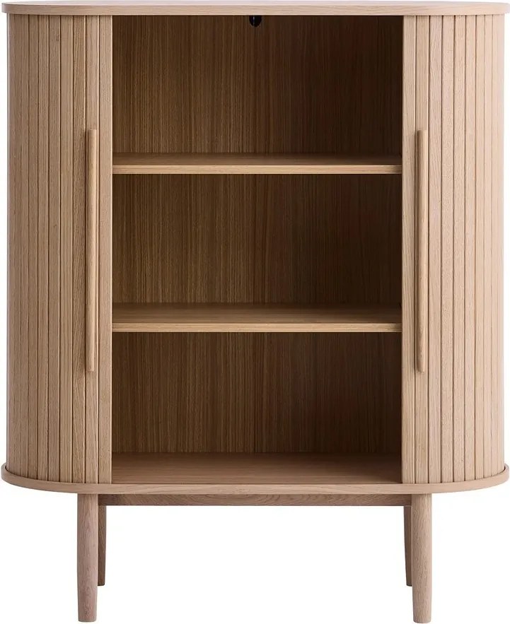 Skříňka v dekoru dubu s posuvnými dveřmi ve světle přírodní barvě 100x118x40 cm Meta – Unique Furniture