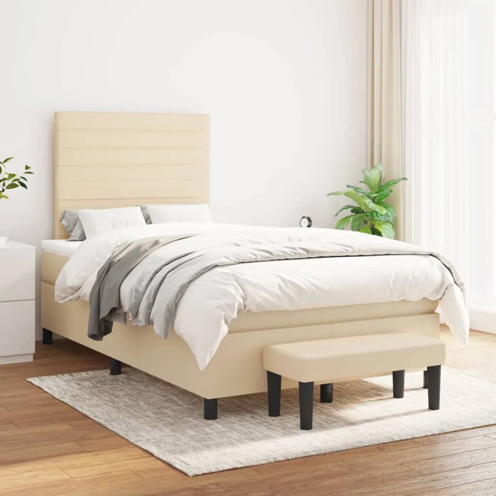 Box spring postel s matrací krémová 120x190 cm textil 3270367