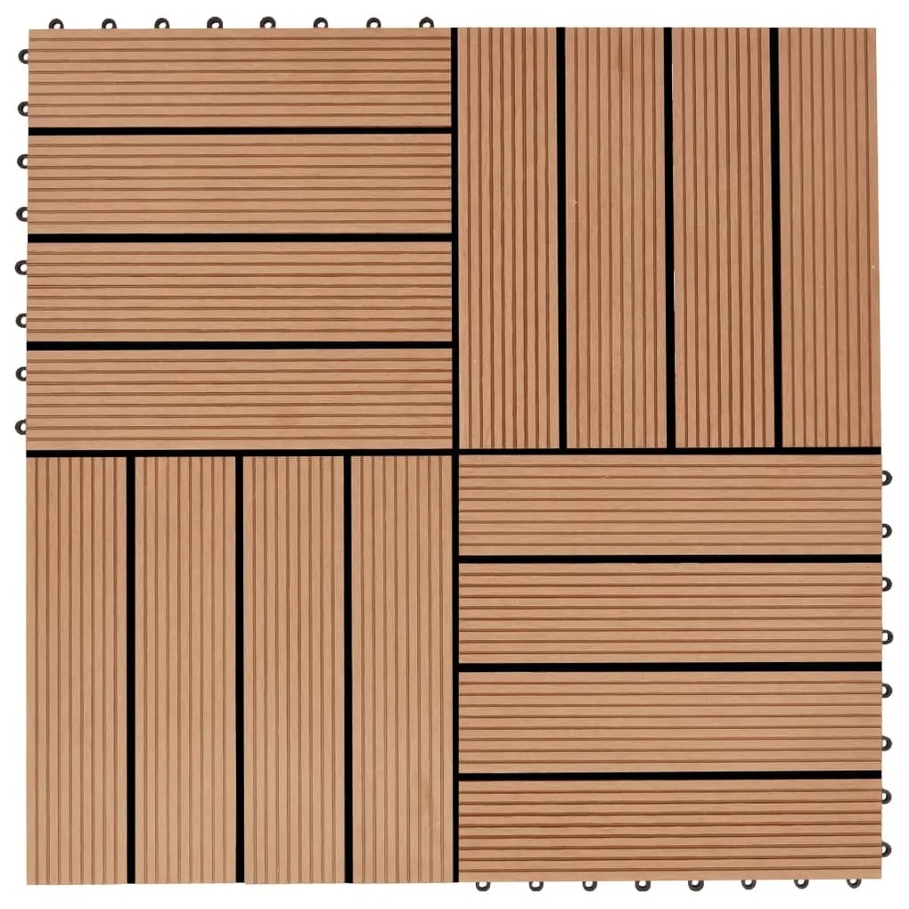 45024 vidaXL Terasové dlaždice z dřevoplastu 11 ks 30x30 cm 1 m² odstín teak