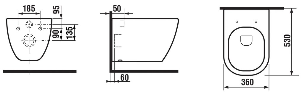 Sapho PACO závěsná WC mísa, Rimless, 36x53cm, bílá - PZ1012WR