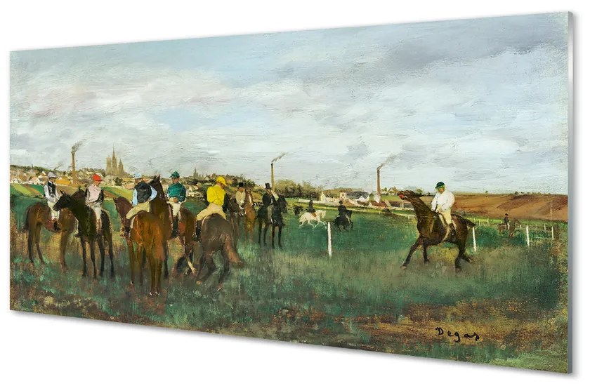 akrylový obraz Koně závod hon 140x70 cm