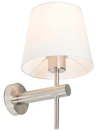 Moderní nástěnná lampa bílá s ocelí - Pluk