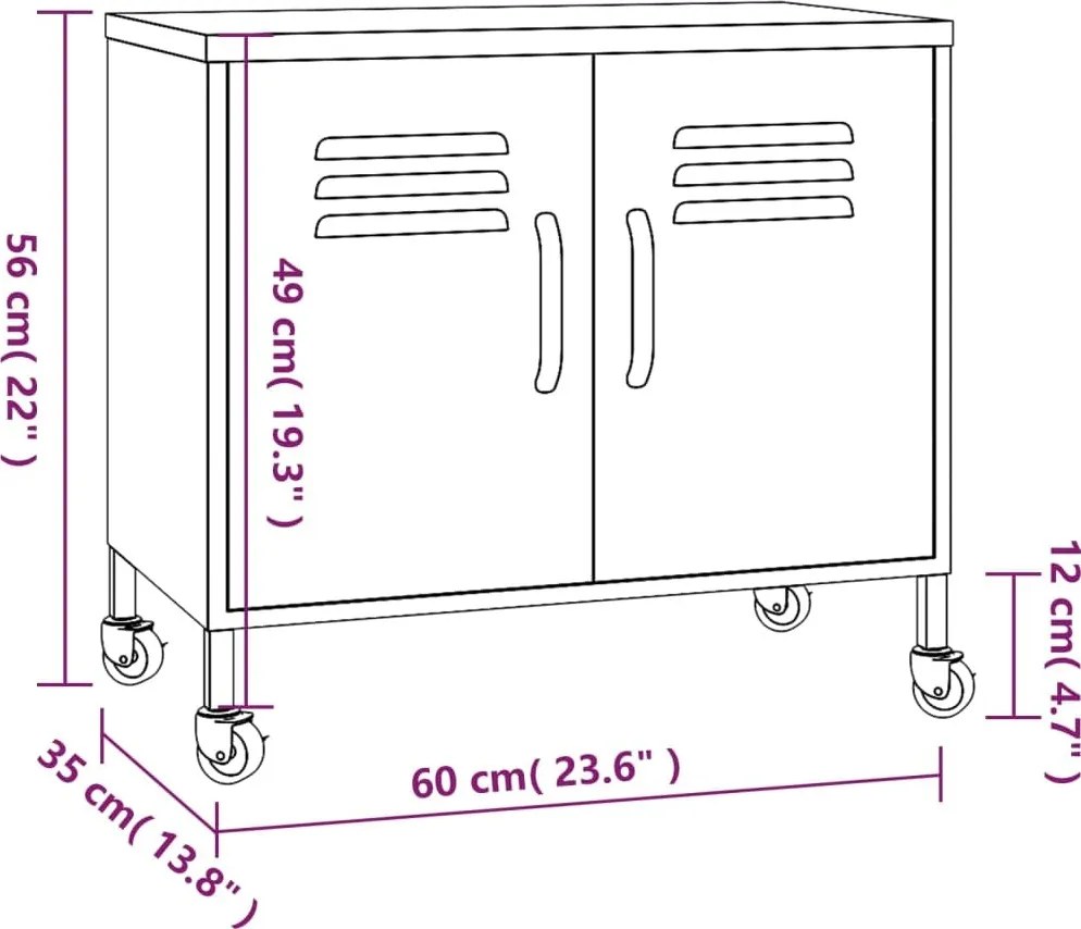 vidaXL Úložná skříň 60 x 35 x 56 cm ocel [336265] Barva: Růžová