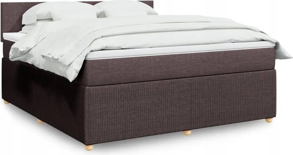 Box Spring Postel S Matrací Textil Tmavě Hnědá Hladký design 180 x 200 cm