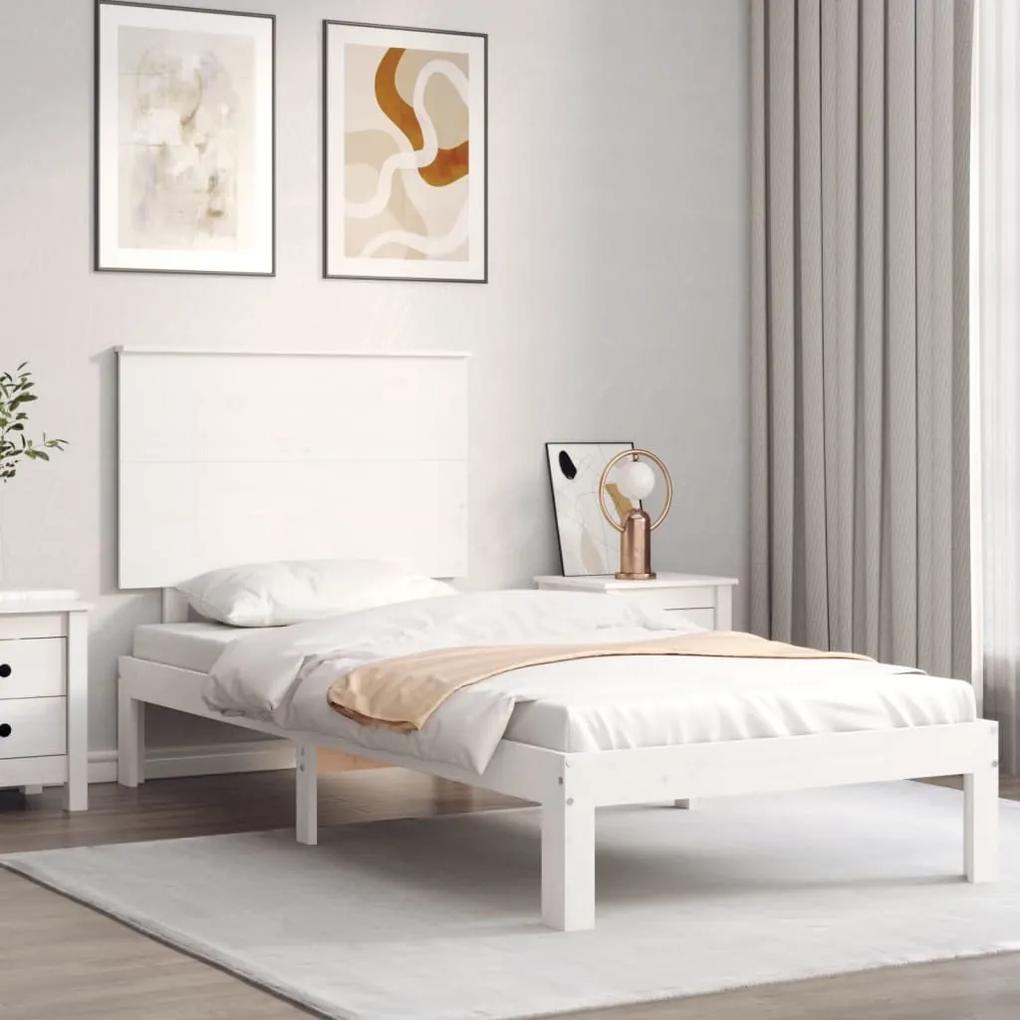 vidaXL Rám postele s čelem 90 x 200 cm masivní dřevo [3193647] Barva: Bílá