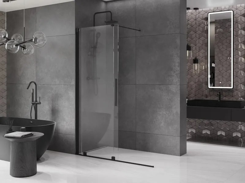 Mexen Velar Posuvná sprchová stěna Walk-in 140 x 200 cm, transparentní 8 mm, černá - 871-140-000-03-70