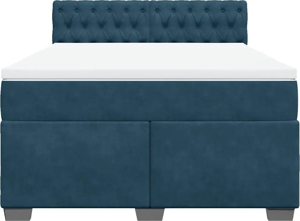 Box spring postel s matrací modrá 160 x 200 cm samet 3288664