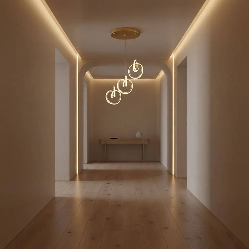 Toolight Toolight, LED závěsné osvětlení 33W, 3000K, 3500lm, LHJ093-3CP, zlatá lesklá, OSW-50066