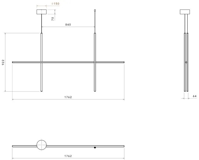 Flos Coordinates S2, závěsné svítidlo, stříbrná, 55W 2700K