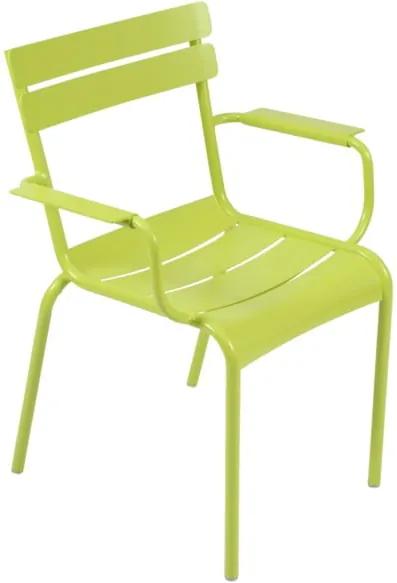 Zelená zahradní židle s područkami Fermob Luxembourg