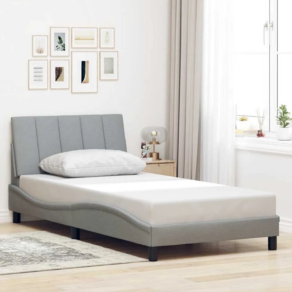 Rám postele bez matrace Hanko světle šedá 100 x 200 cm textil 3310440