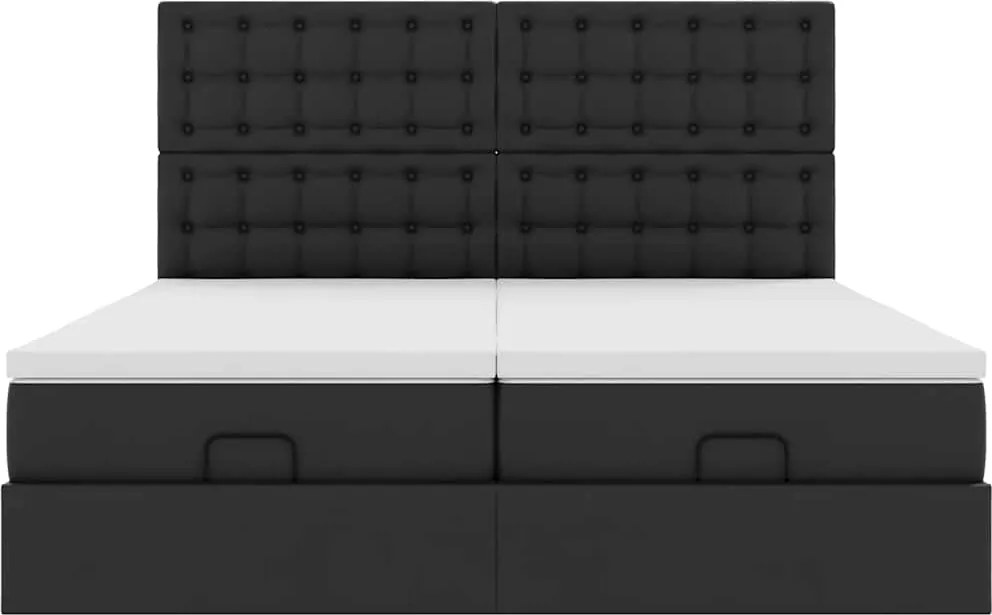 Osmanský rám postele s matracíes černá 160x200cm umělá kůže 3313649