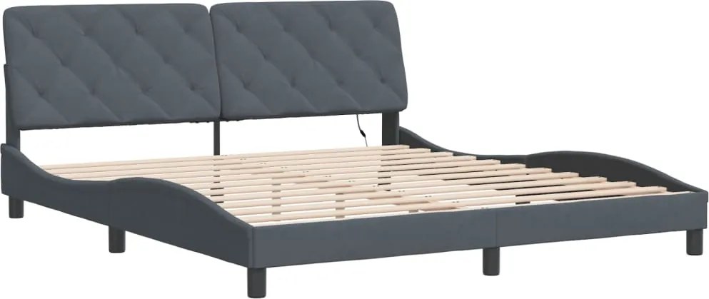 Rám postele s LED bez matrace tmavě šedý 180 x 200 cm samet 3213868