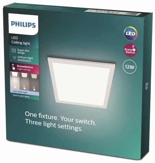 Philips 8719514326668 led stropní panelové svítidlo super slim 1x12w | 1200lm | 4000k - eyecomfort, bílá