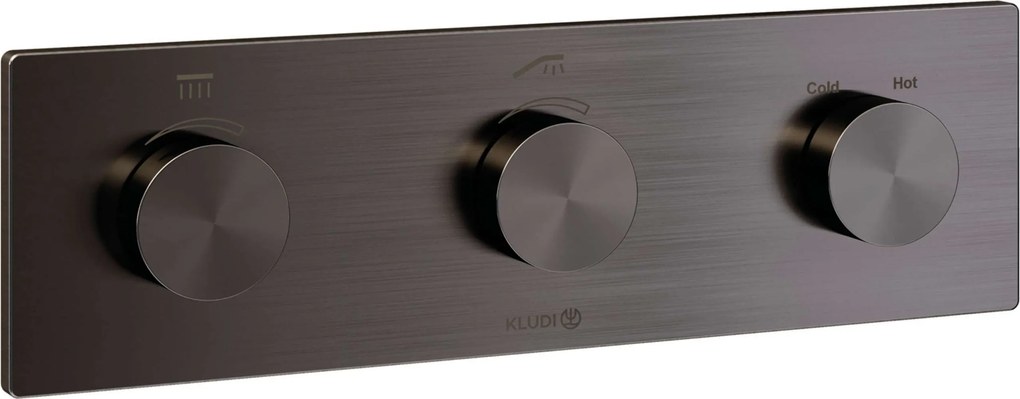 Kludi Tronic - Termostatická baterie pod omítku, pro 2 spotřebiče, broušený Gunmetal 38300N2-00