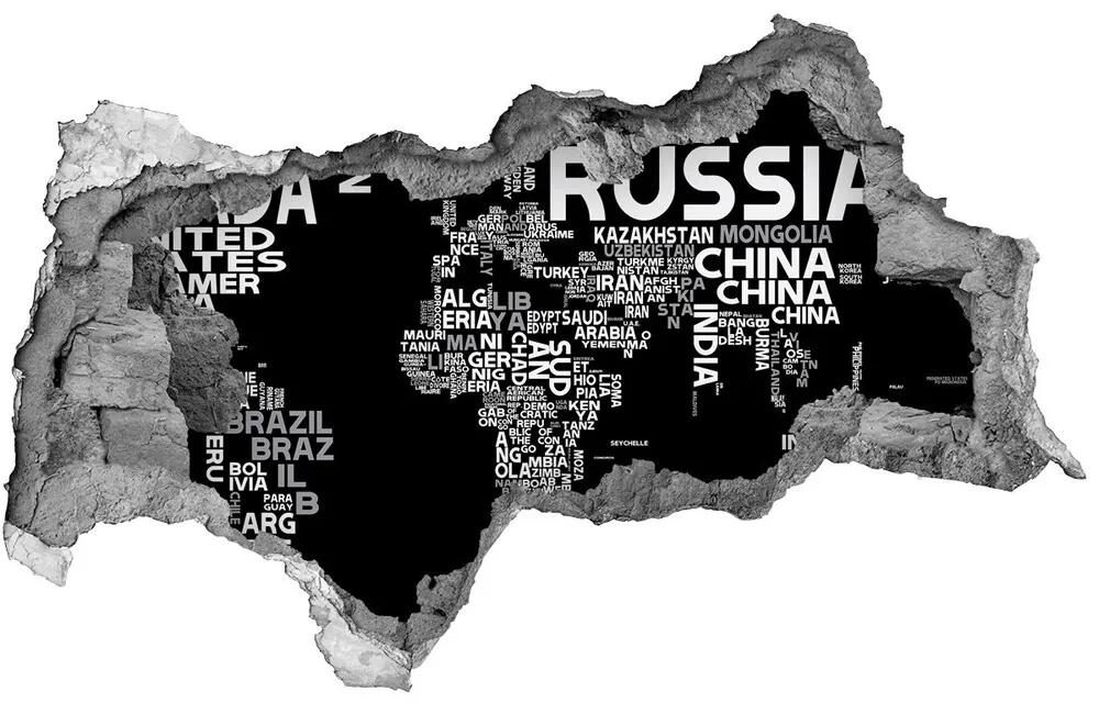 Wallmuralia Samolepící díra na stěnu Mapa světa nápis 95x64 cm