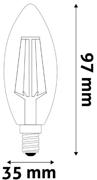 Prémiová retro LED žárovka svíčka E14 6,5W 806lm, denní, filament, ekv. 60W, 3 roky