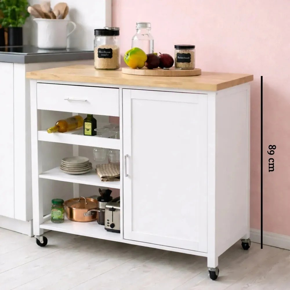Servírovací stolek na kolečkách z kaučukového dřeva 48x105 cm Frankfurt – Premier Housewares
