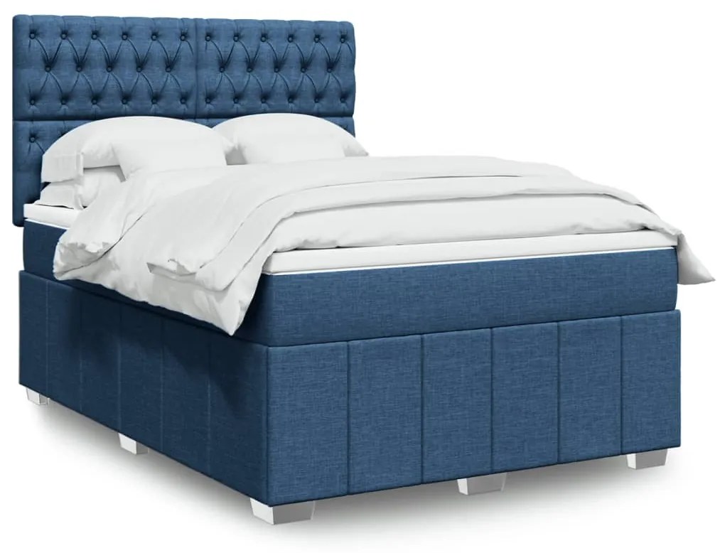 Box spring postel s matrací modrá 140x200 cm textil 3291704