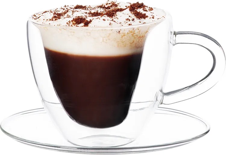 Termo sklenice, set 2 ks, šálek Heart s podšálky, ve tvaru srdce, 150 ml, HOTCOOL TYP 5
