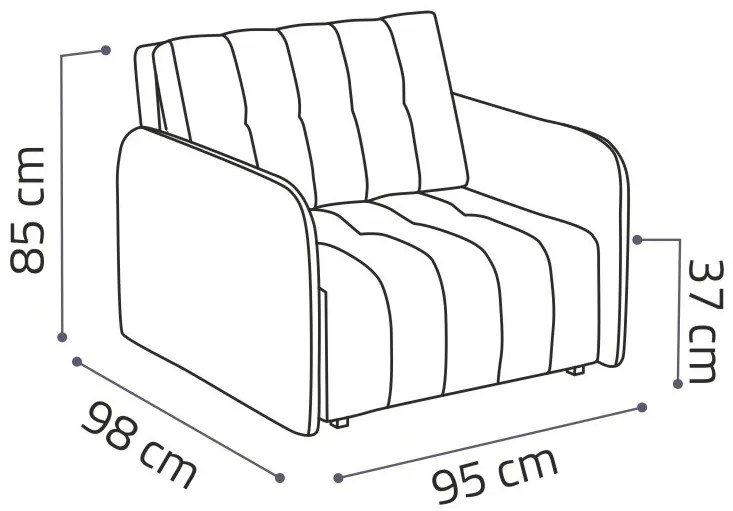 Falco Rozkládací křeslo Vivian Grand I s úložným prostorem, tm.šedá kronos 22