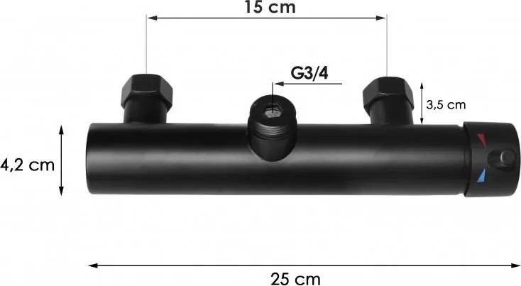 Erga Erga, nástěnná sprchová baterie s horním 3/4" připojením sprchového sloupu, černá matná, ERG-YKA-BW.FL-BLK