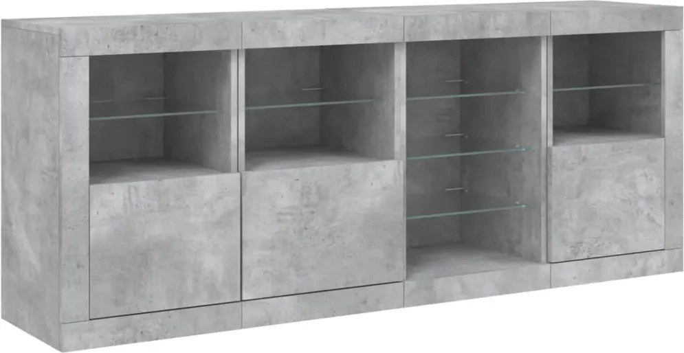 Příborník s LED osvětlením betonově šedý 164 x 37 x 67 cm 3209054