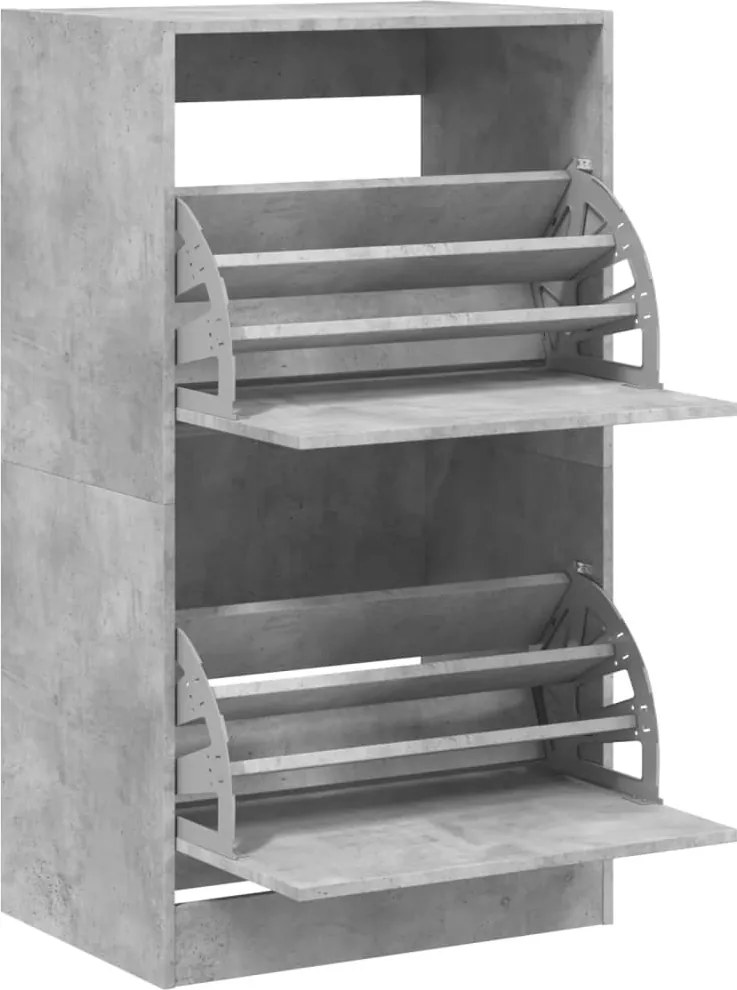 Botník se 2 výklopnými zásuvkami betonově šedý 60 x 42 x 108 cm 3214388