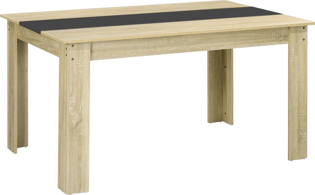 Jídelní stůl HOMCOM pro 6 osob, severský styl v přírodním dřevě a černé barvě, 140D x 90Š x 75V cm | Aosom