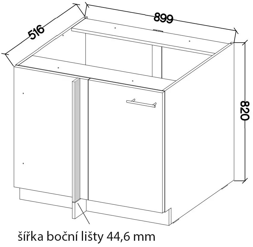 STILO bb | dolní skříňka 105ND 1F rohová s policí | 105x60 cm | bílá/bílá mat | UNI dvířka