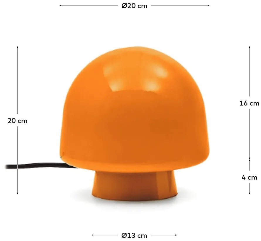 Oranžová stolní lampa se skleněným stínidlem (výška 20 cm) Reig – Kave Home