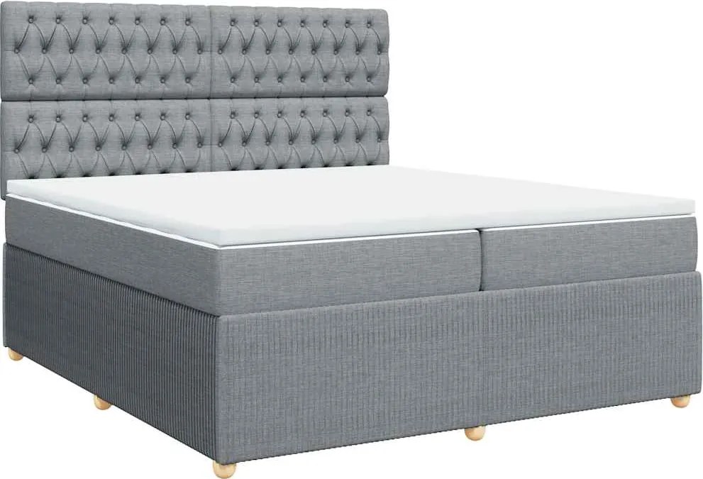 Box spring postel s matrací světle šedá 200 x 200 cm textil 3294470