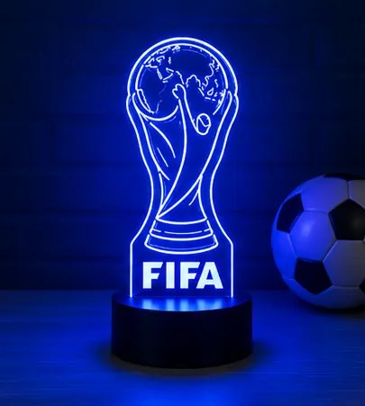 stolní LED světlo, dekorativní, noční, trofej FIFA MS 2026, 19x10x8 cm, plast, více barev, Dekorino LS20260009