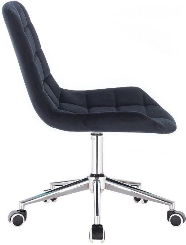 LuxuryForm Židle PARIS VELUR na stříbrné podstavě s kolečky - černá