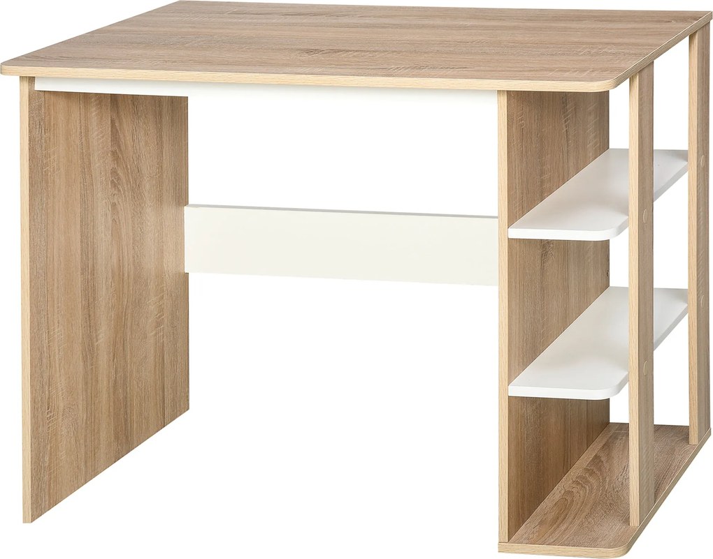 HOMCOM 2v1 Stůl s 3úrovňovou policí Velký prostor pro úložné místo Pracovní stůl do kanceláře či ložnice 100x55x74 cm Dřevěný | Aosom