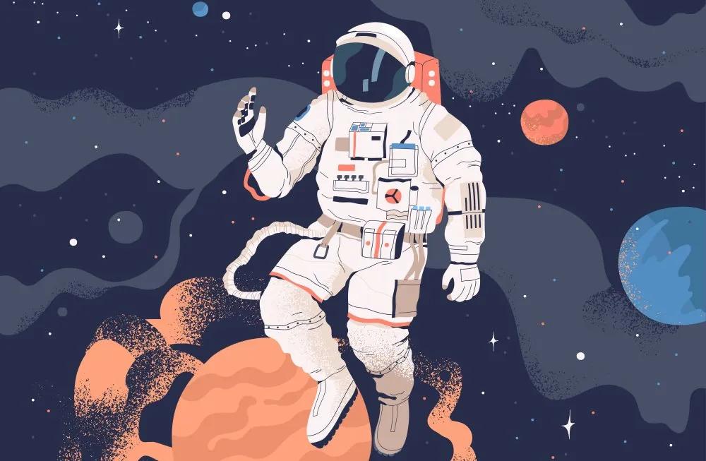 Fototapeta Astronaut Ve Vesmíru A Planetách Hladký vinyl 135x90