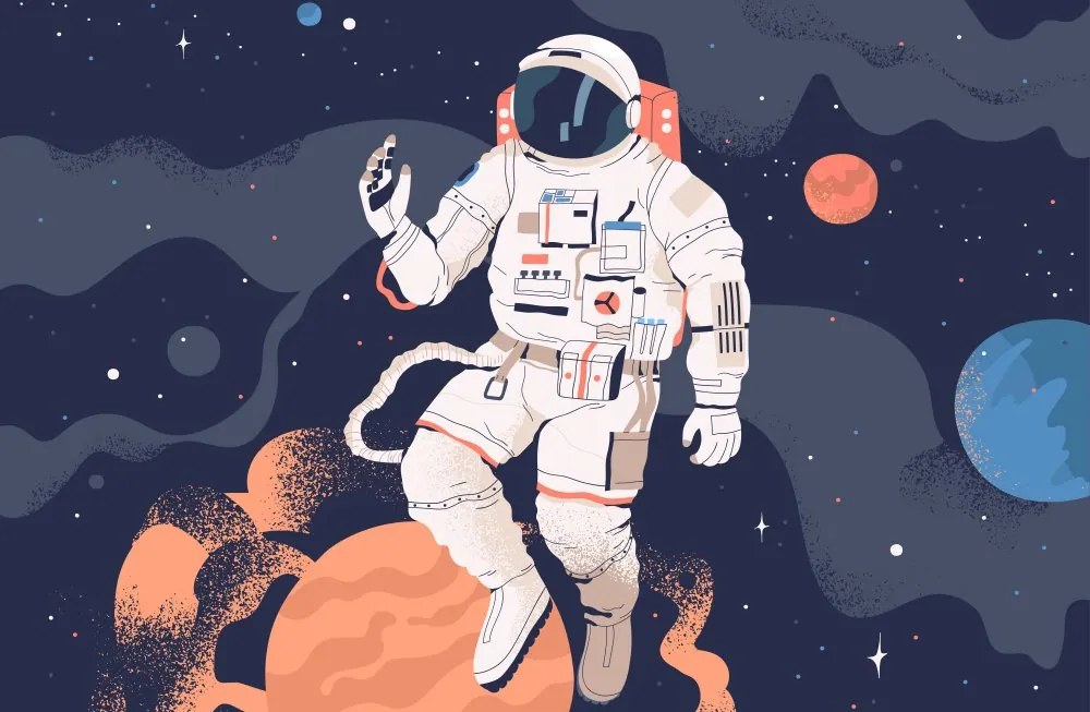 Fototapeta Astronaut Ve Vesmíru A Planetách Hladký vinyl 300x210