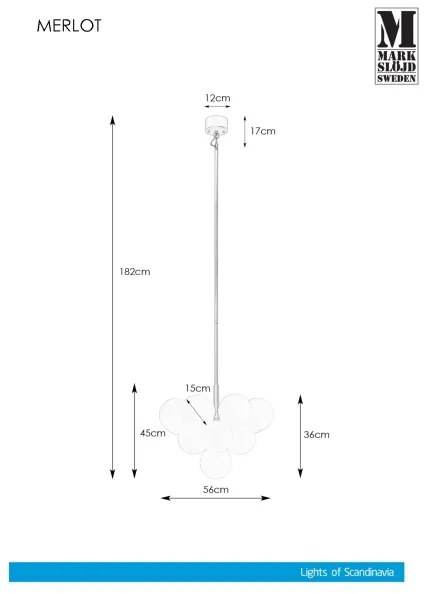 Markslöjd 107911 - Lustr na tyči MERLOT 13xG9/20W/230V pr. 56 cm bílá/černá