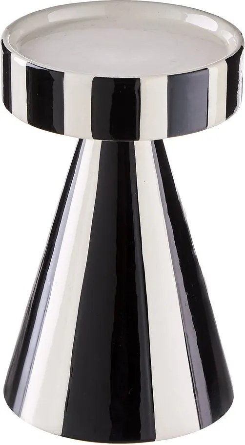 STRIPES Svícen na sloupovou svíčku 15 cm - černá/bílá
