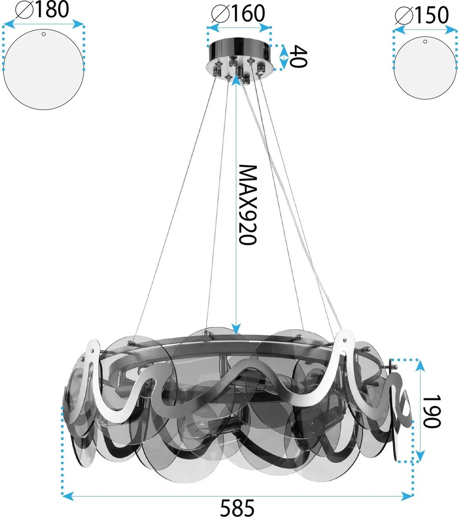 Toolight Toolight, stropní svítidlo 8xE14, APP1545-8CP zlatá matná-šedá, OSW-04065