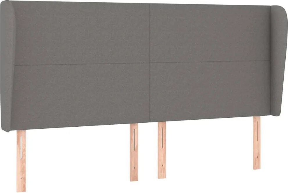 Čelo postele typu ušák tmavě šedé 203x23x118/128 cm textil 3117699